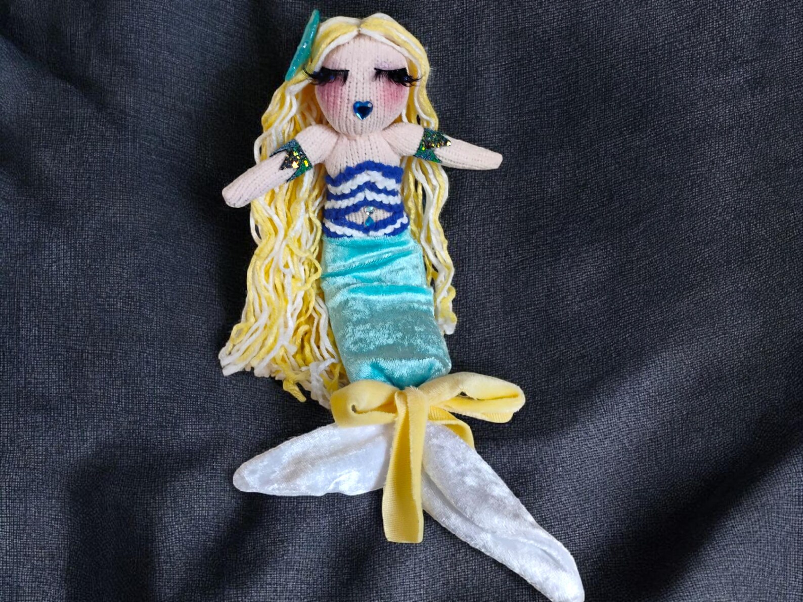 Handmade Mermaid Sock Doll: Poseable Arms, Crushed Velvet Tail - Etsy