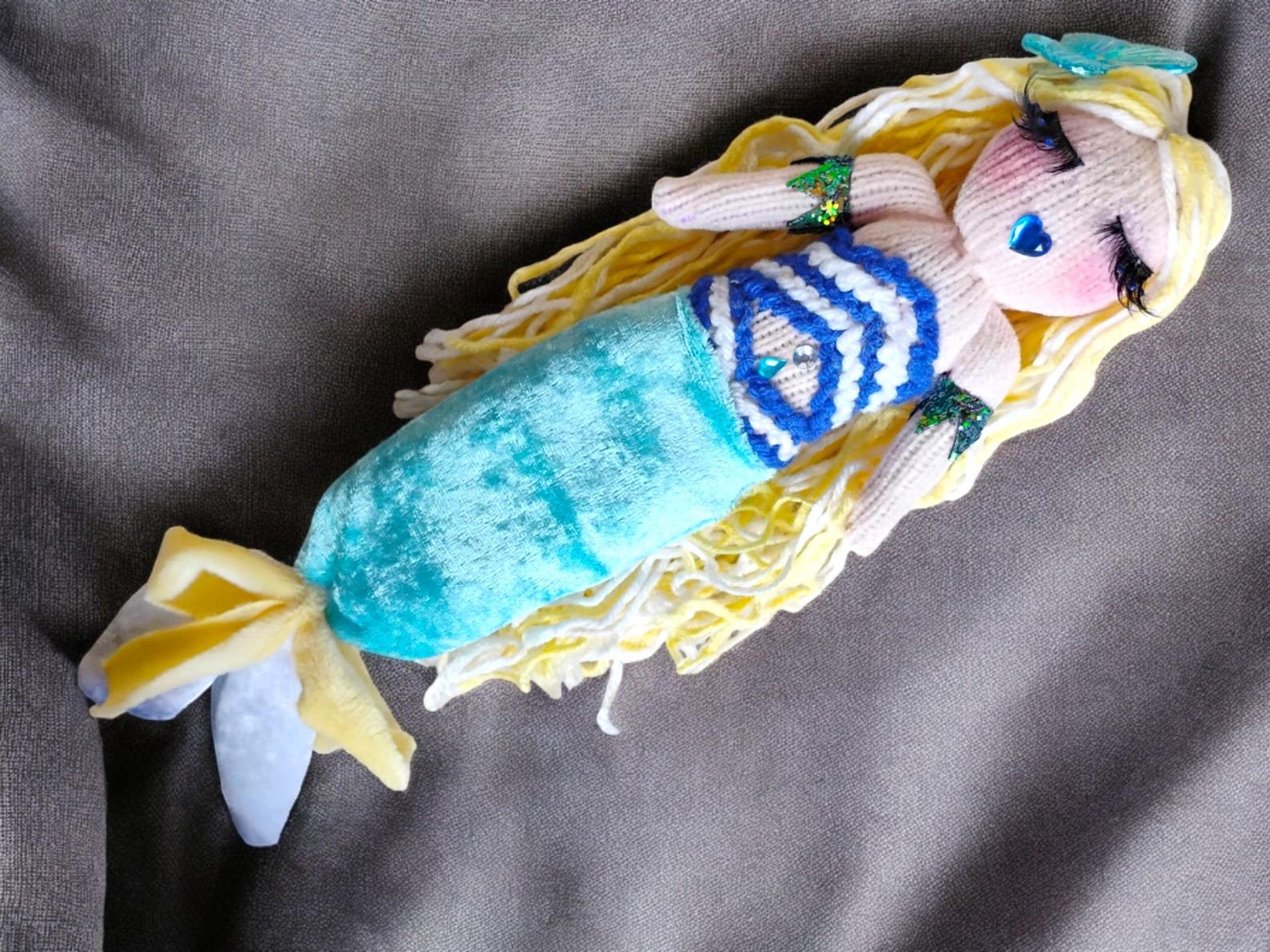 Handmade Mermaid Sock Doll: Poseable Arms, Crushed Velvet Tail - Etsy