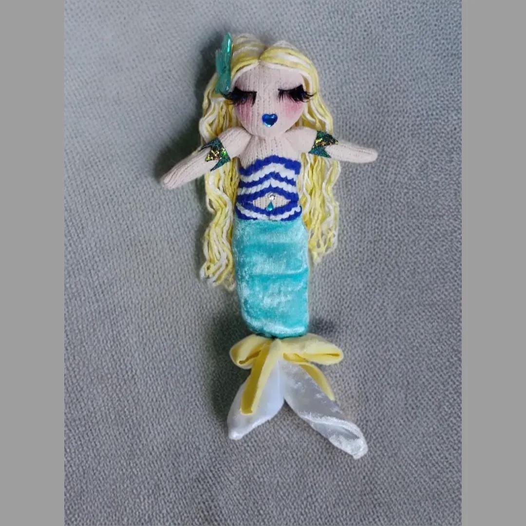 Handmade Mermaid Sock Doll: Poseable Arms, Crushed Velvet Tail - Etsy