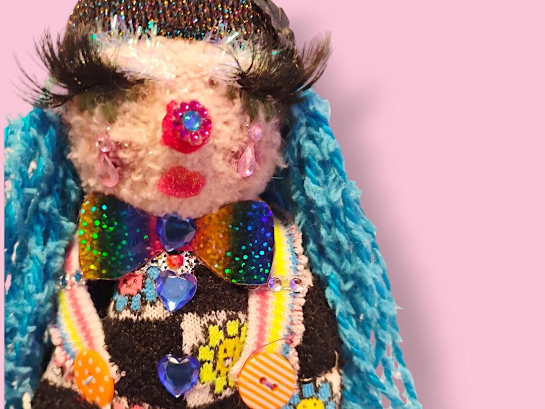 Handmade Clown Sock Doll: Whimsical Patchwork Plush, Claudia Clown - Etsy