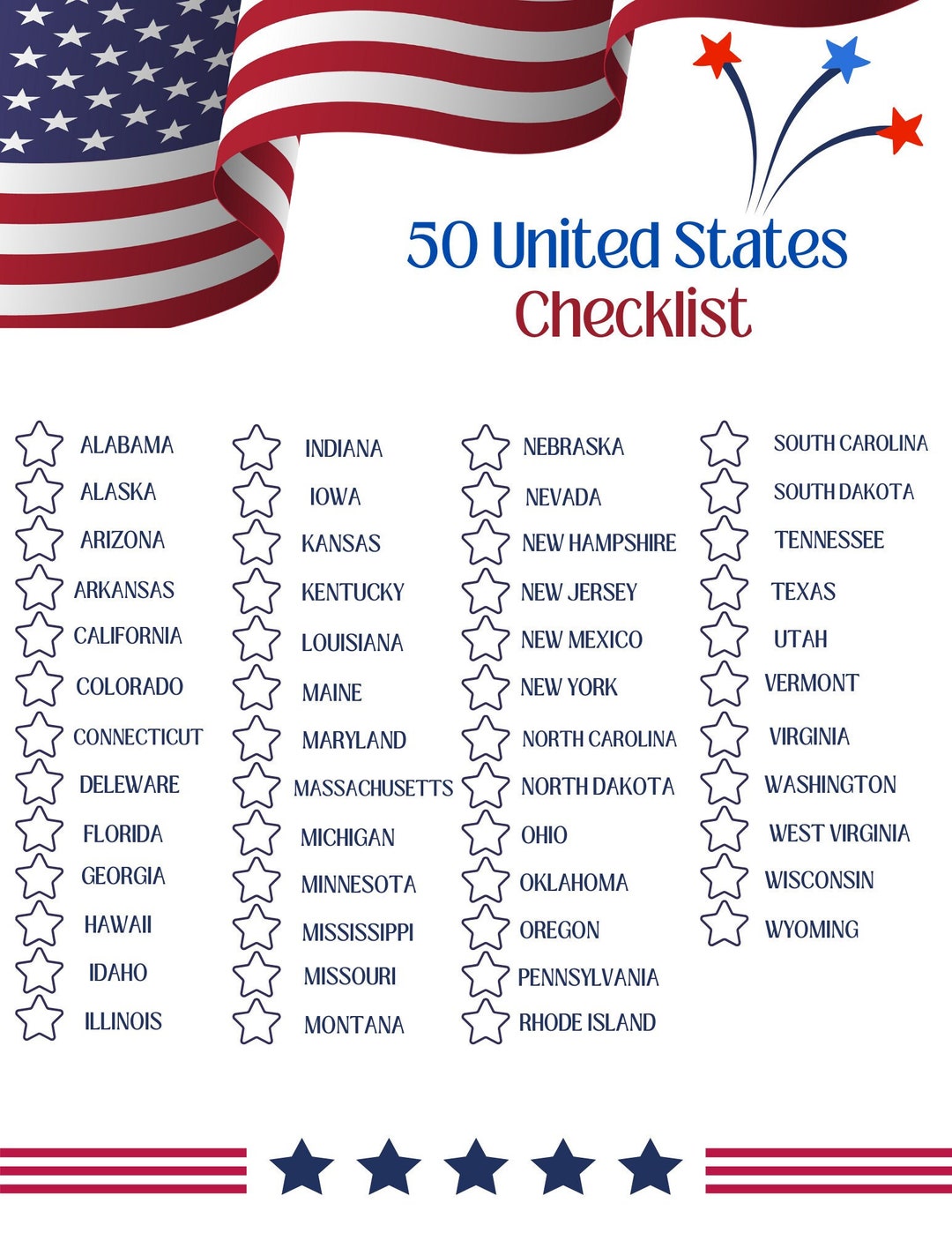 50 United States Checklist Track Your Travels With This Convenient List ... 50 United States Checklist Track Your Travels With This Convenient List ...