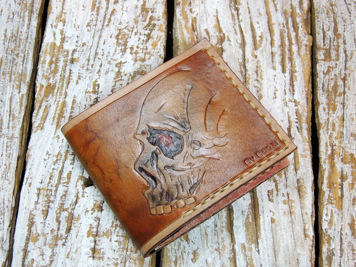 Hand-tooled Leather Wallet / Handmade Leather Wallet / Men's Leather ...