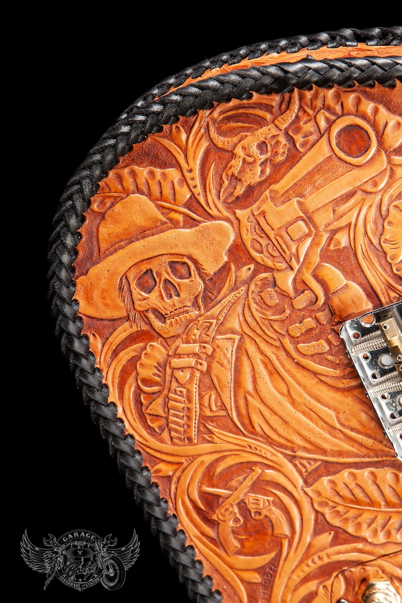 Carved Leather Bound Telecaster Guitar Body / Handtooled Leather Texas ...