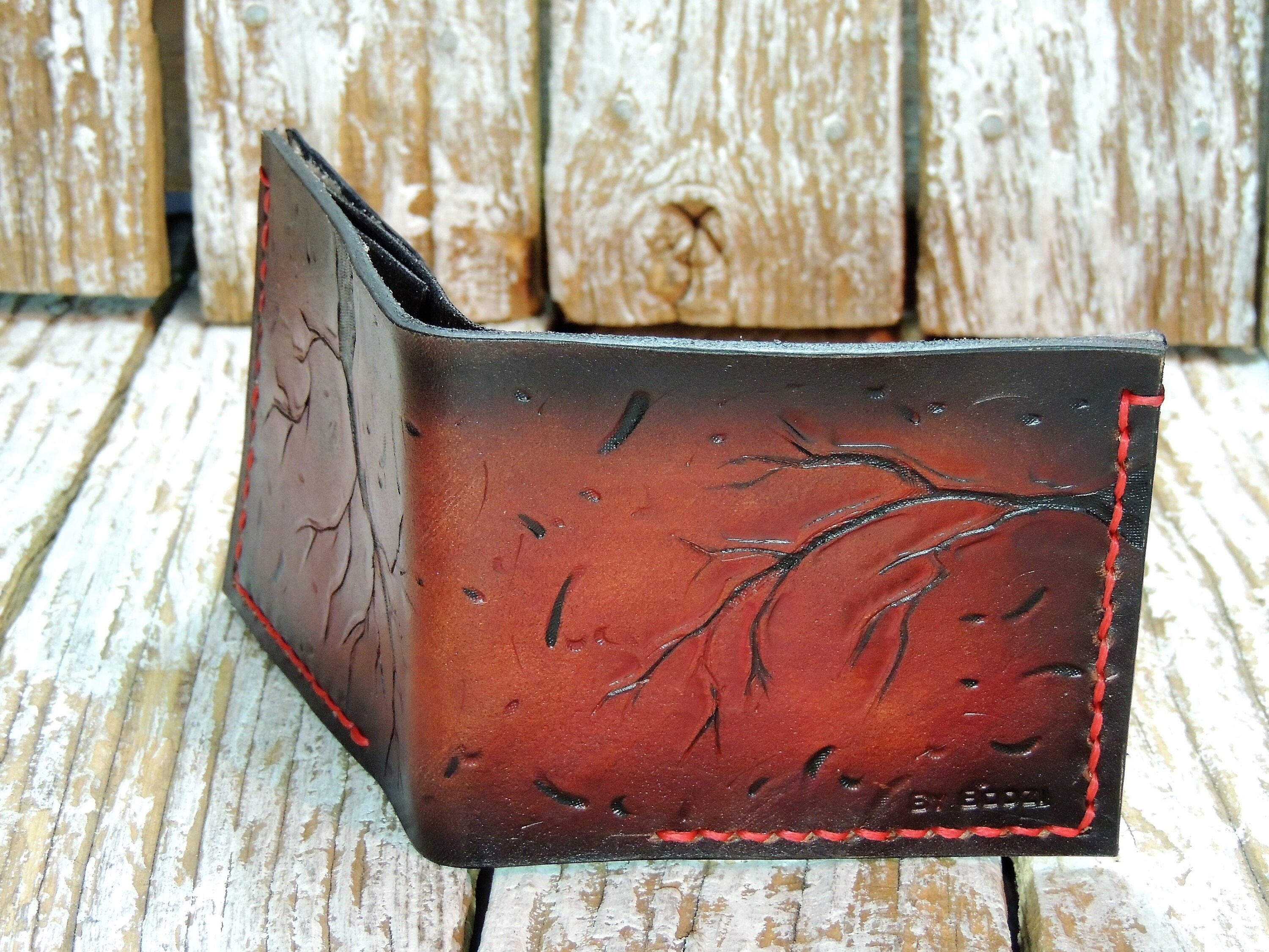 Hand-tooled Leather Wallet / Handmade Leather Wallet / | Etsy