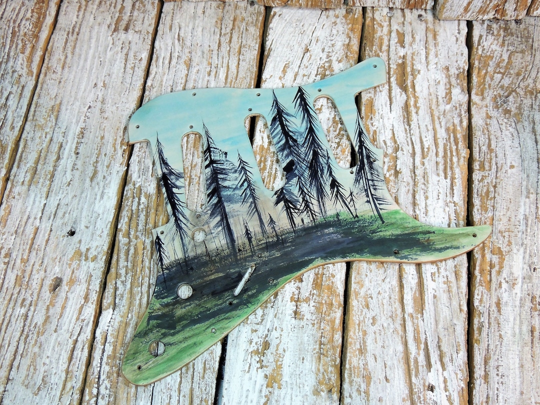 Custom Pickguard for Stratocaster - Painted Leather Unique Stratocaster ...