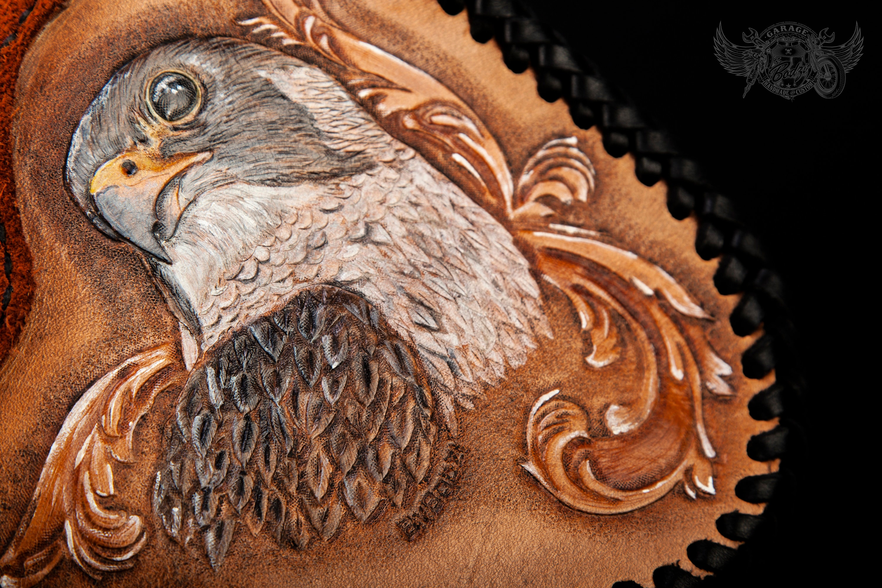 Handmade Leather Falconry Glove / Hand Tooled Leather Falconry Gauntlet ...