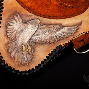 Handmade Leather Falconry Glove / Hand Tooled Leather Falconry Gauntlet ...