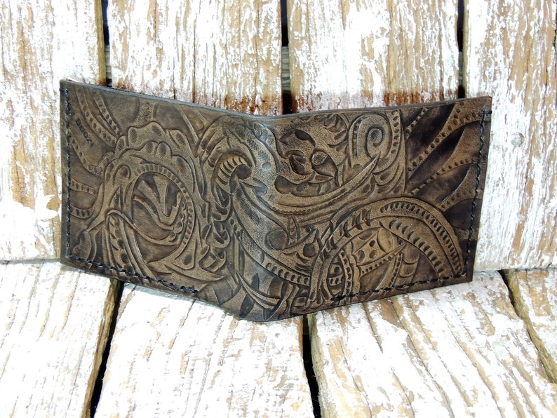 Hand-tooled Leather Wallet / Handmade Leather Wallet / Men's Leather ...