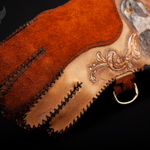 Handmade Leather Falconry Glove / Hand Tooled Leather Falconry Gauntlet ...