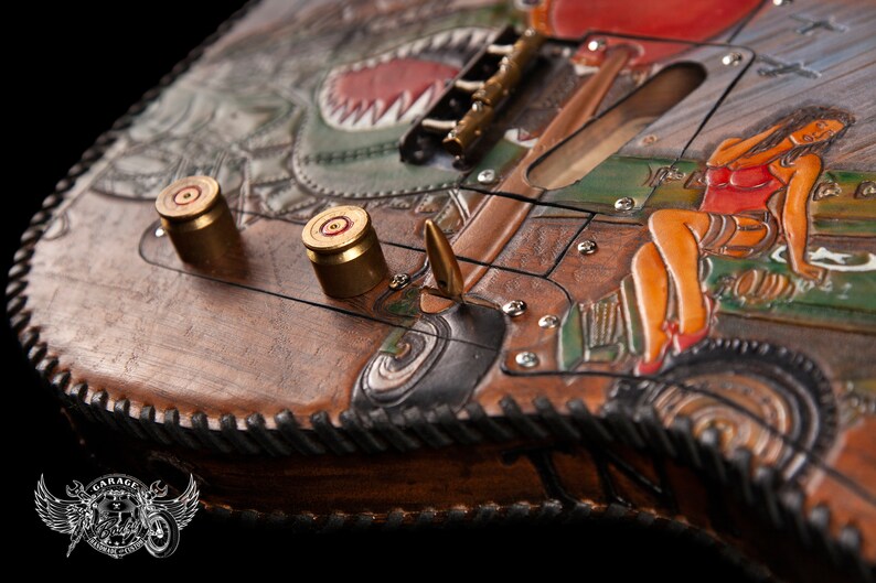 Carved Leather Bound Telecaster Body / Leather Bound Guitar / - Etsy