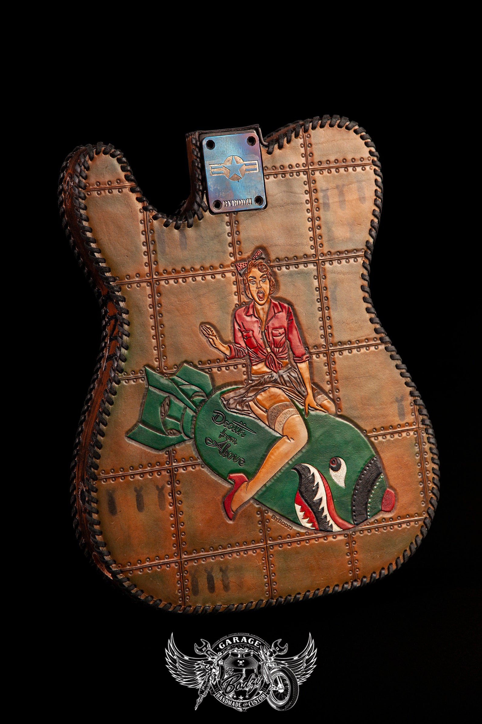 Carved Leather Bound Telecaster Body / Leather Bound Guitar ...