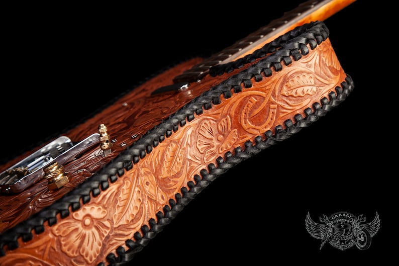 Carved Leather Bound Telecaster Guitar Body / Handtooled Leather Texas ...