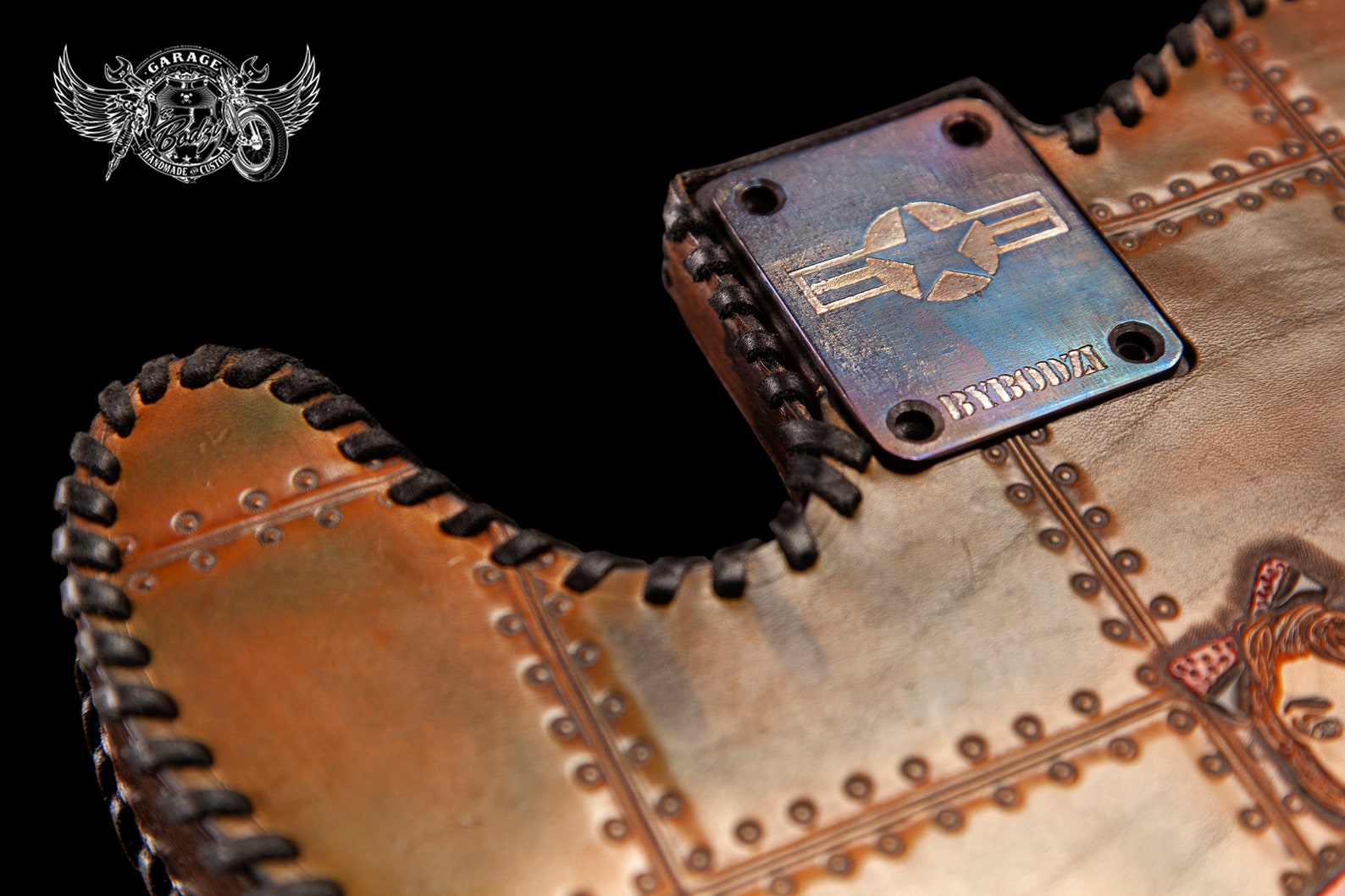 Carved Leather Bound Telecaster Body / Leather Bound Guitar ...