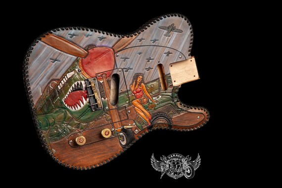 Carved Leather Bound Telecaster Body / Leather Bound Guitar / - Etsy