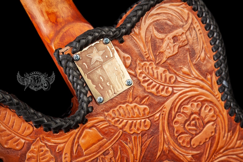 Carved Leather Bound Telecaster Guitar Body / Handtooled Leather Texas ...