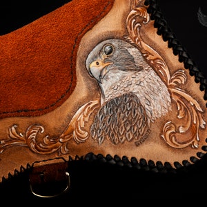 Handmade Leather Falconry Glove / Hand Tooled Leather Falconry Gauntlet ...