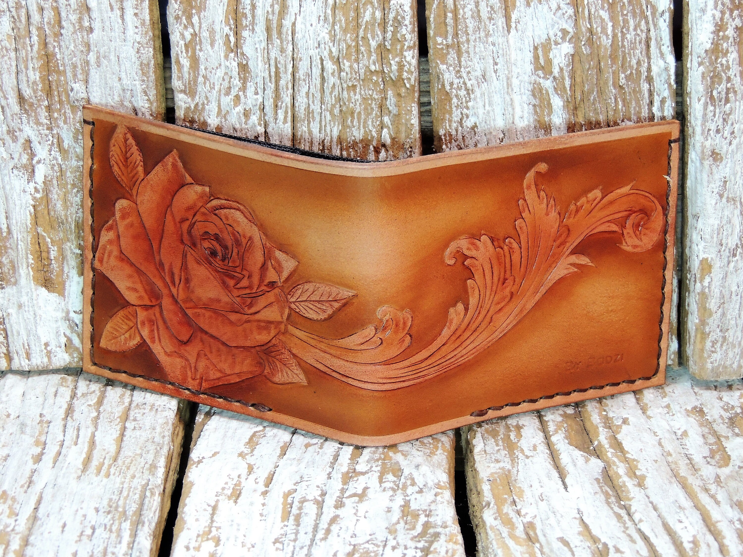 Hand-tooled Leather Wallet / Handmade Leather Wallet / | Etsy