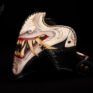 Half Face Motorcycle Leather Mask / Leather Biker Mask / Leather Hannya ...