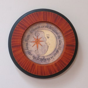 Round Framed Blue Moon Print in Grained Frame - Etsy