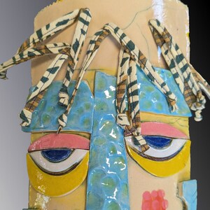 Abstract Face Art Mask Set Clay Ceramic Handmade Colorful Contemporary ...