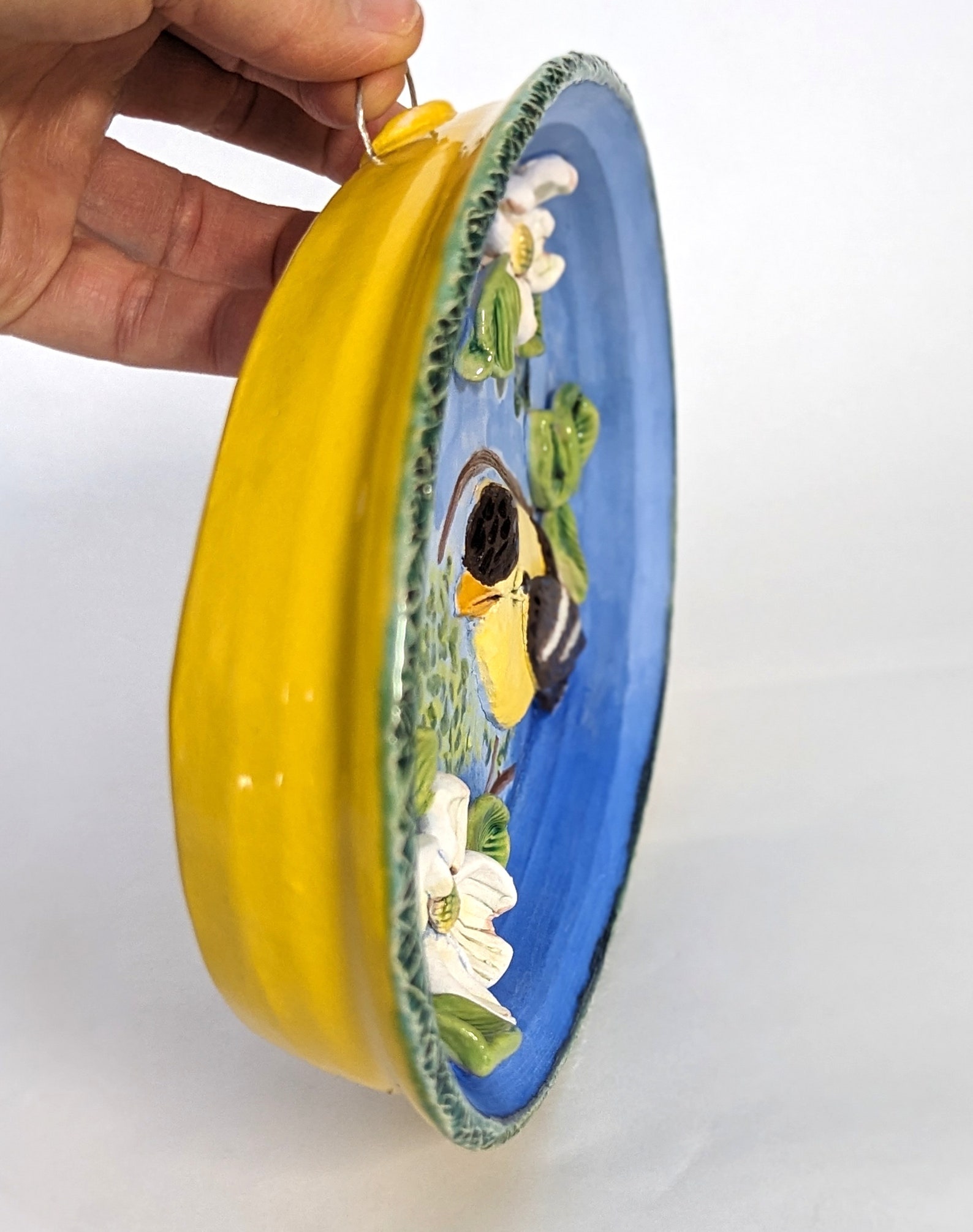 Bird Goldfinch Dogwood Ceramic Nature Wall Art Yellow Blue Colorful ...