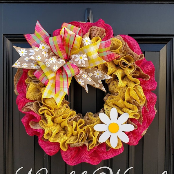 Spring Burlap Wreath - Etsy
