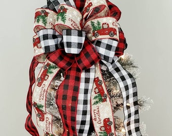 Large Truck Tree Topper, Farmhouse Topper, Christmas Tree Decor, Red ...