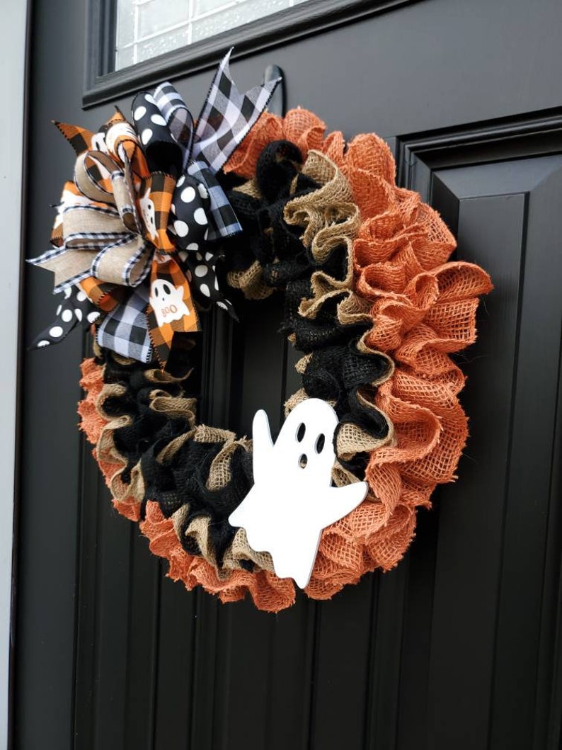 Rustic Halloween Ghost Wreath for Front Door Boo Wreath - Etsy