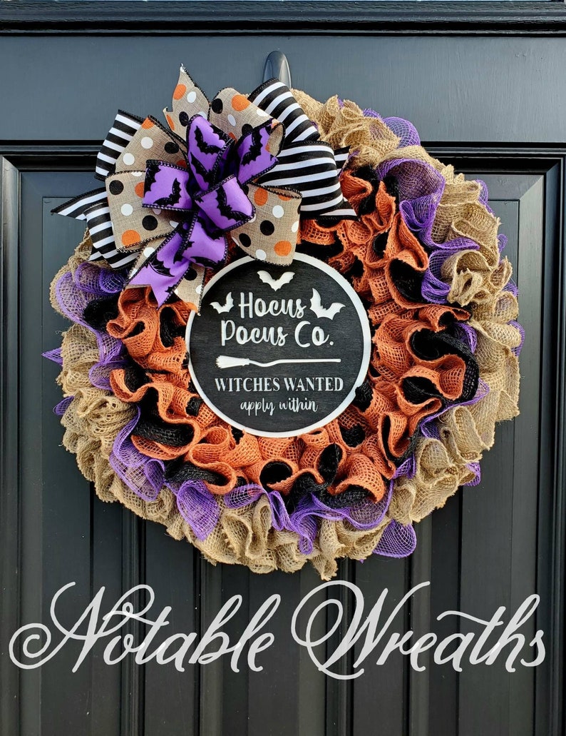 Hocus Pocus Halloween Wreath Bat Decor Witch Signs - Etsy