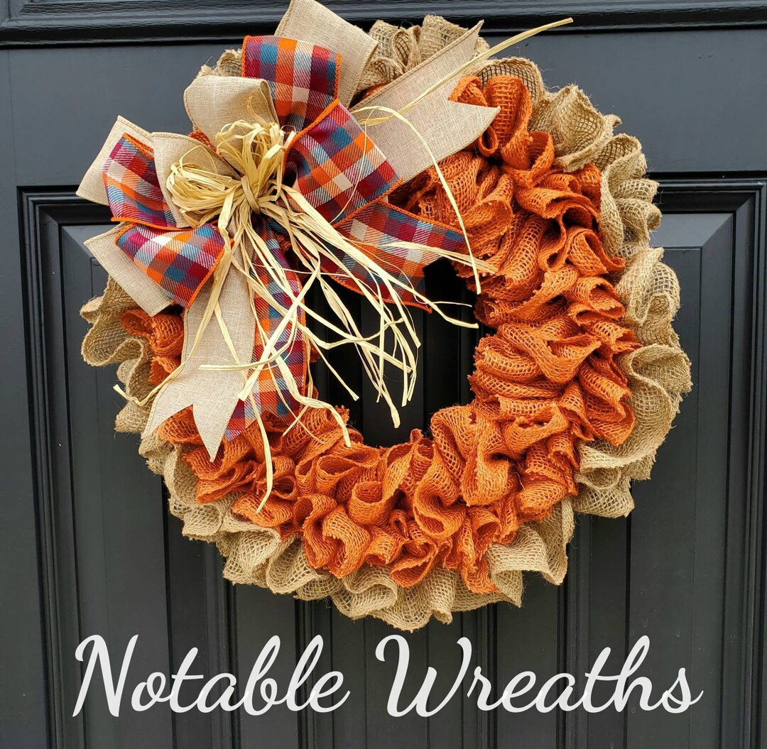 Fall Burlap Wreath, Ruffle Wreath, Orange Wreath, Autumn Wreath - Etsy