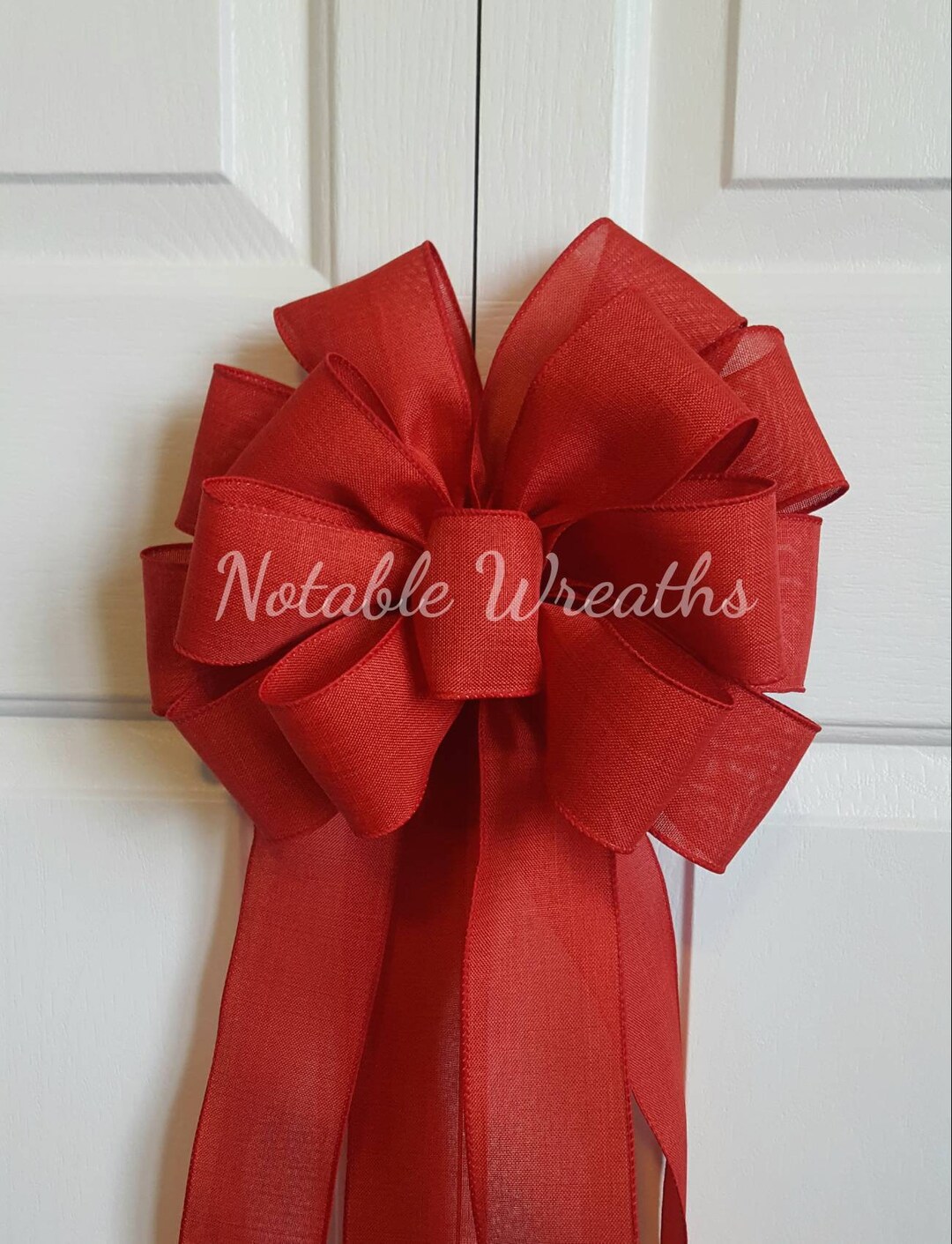 Red Polyester Christmas Tree Topper Bow: Crimson Banister Decoration ...