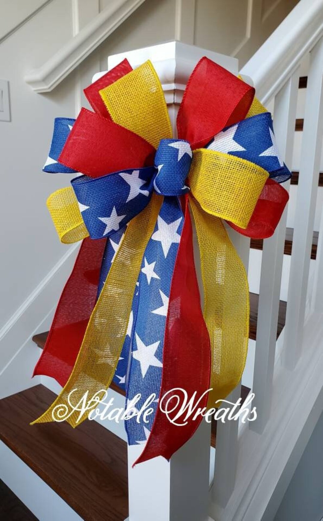 Patriotic Deployment Bow: Yellow Ribbon, Stars & Stripes - Etsy