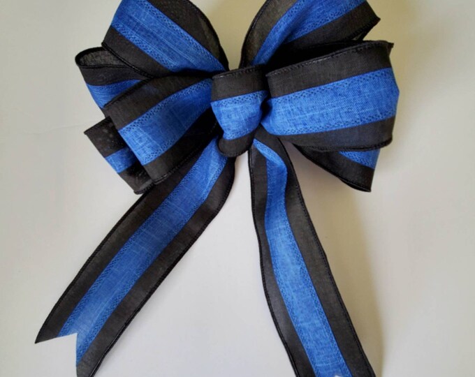 Thin Blue Line Bow Wreath Bow Lantern Bow Police Bow - Etsy