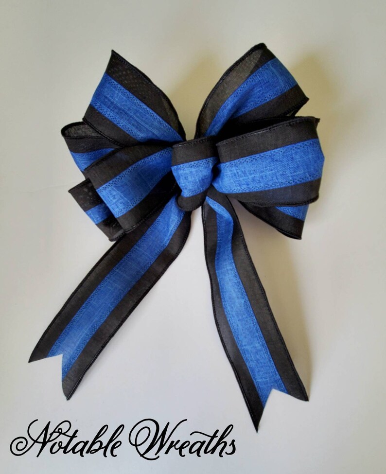 Thin blue line bow wreath bow lantern bow police bow | Etsy