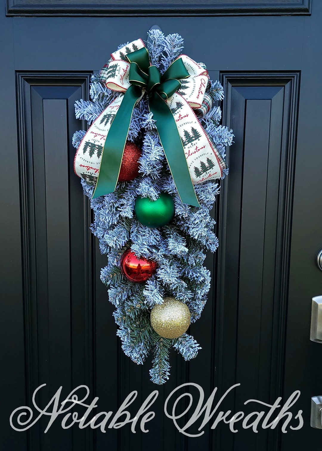 Flocked Evergreen Christmas Swag for Front Door, Flocked Christmas Swag ...