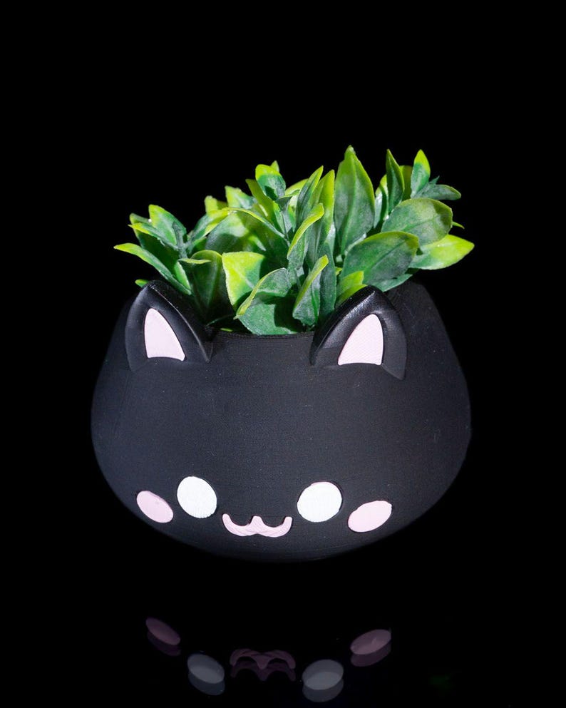 Handmade Cute Cat Face Planter Indoor Succulent Pot Gift for Cat Lovers ...