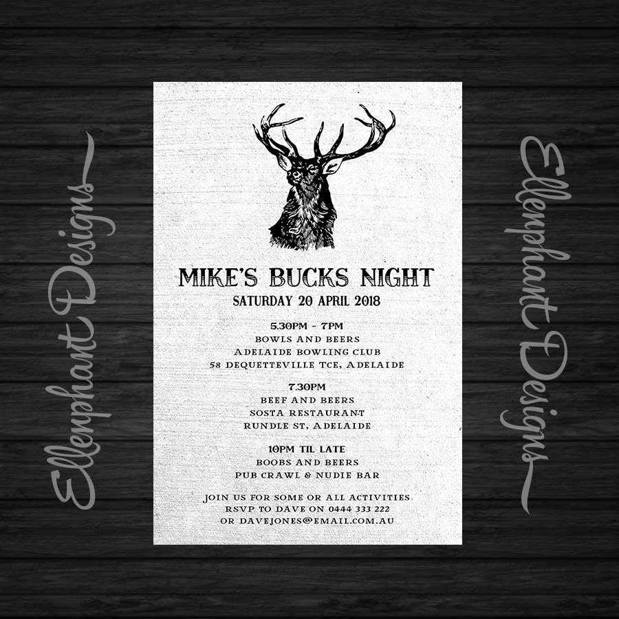 Stag bucks night invitation bachelor party invitation stag | Etsy