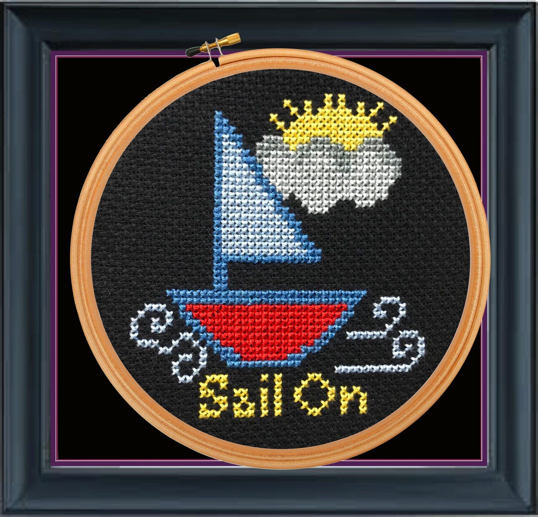 Sailboat Cross-stitch Pattern: Ocean Waves, Travel Project (PDF) - Etsy