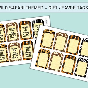 African Safari Party Favor Tags / Jungle Adventure Wildlife Printable ...