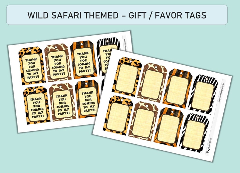 African Safari Party Favor Tags / Jungle Adventure Wildlife - Etsy