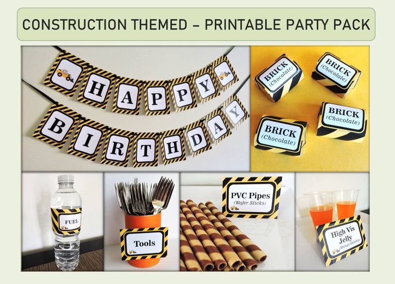 Construction Theme Party Pack / Road Builder Theme / Truck Digger / DIY ...