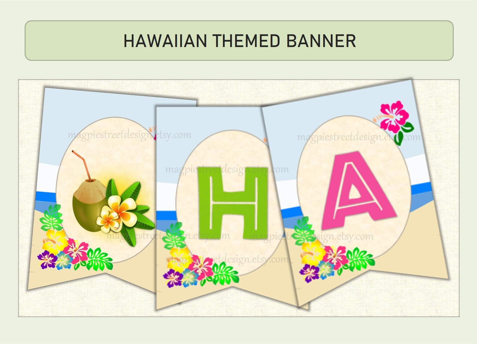 Hawaiian Luau Tropical Beach Theme Happy Retirement Printable Banner ...