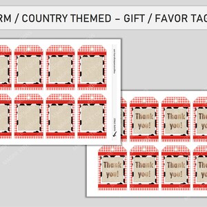Farm Rustic Country Party Favor Tags / Western Cowboy Printable Gift ...