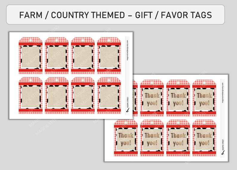 Farm Rustic Country Party Favor Tags / Western Cowboy Printable Gift ...