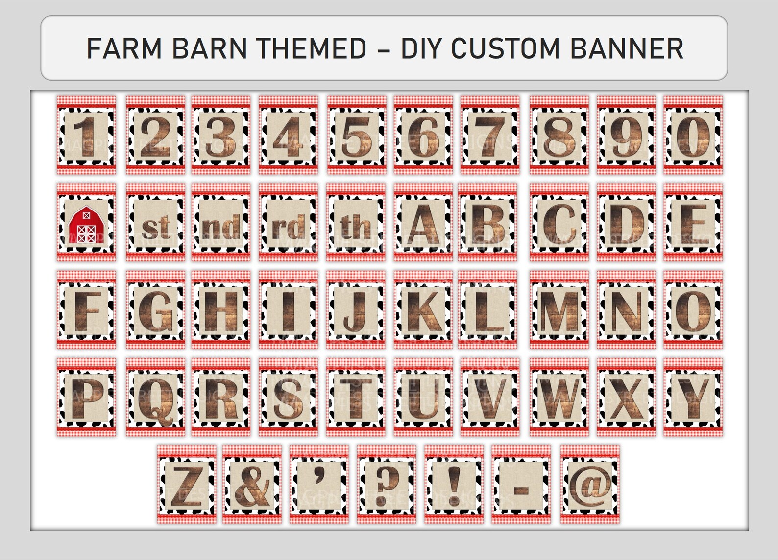 Farm Barnyard Party Banner / Printable DIY Complete Alphabet Banner ...