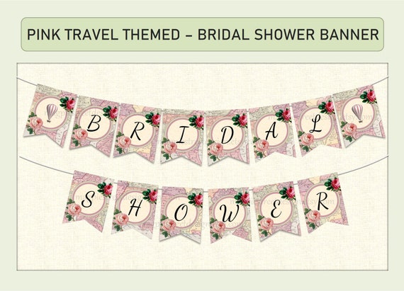 Pink Printable Bunting Around The World Digital PDF Party Decors ...