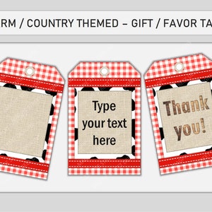 Farm Rustic Country Party Favor Tags / Western Cowboy Printable Gift ...