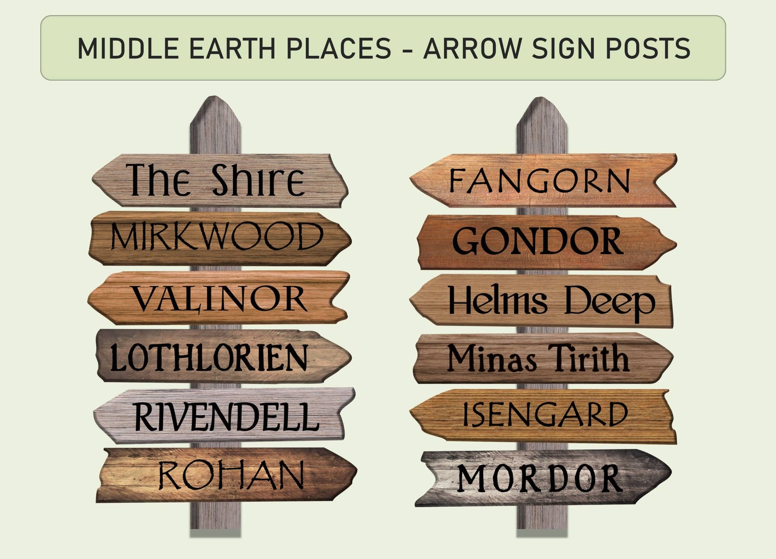 Printable Wooden Arrow Signs / Library Decor / PDF Digital Instant ...