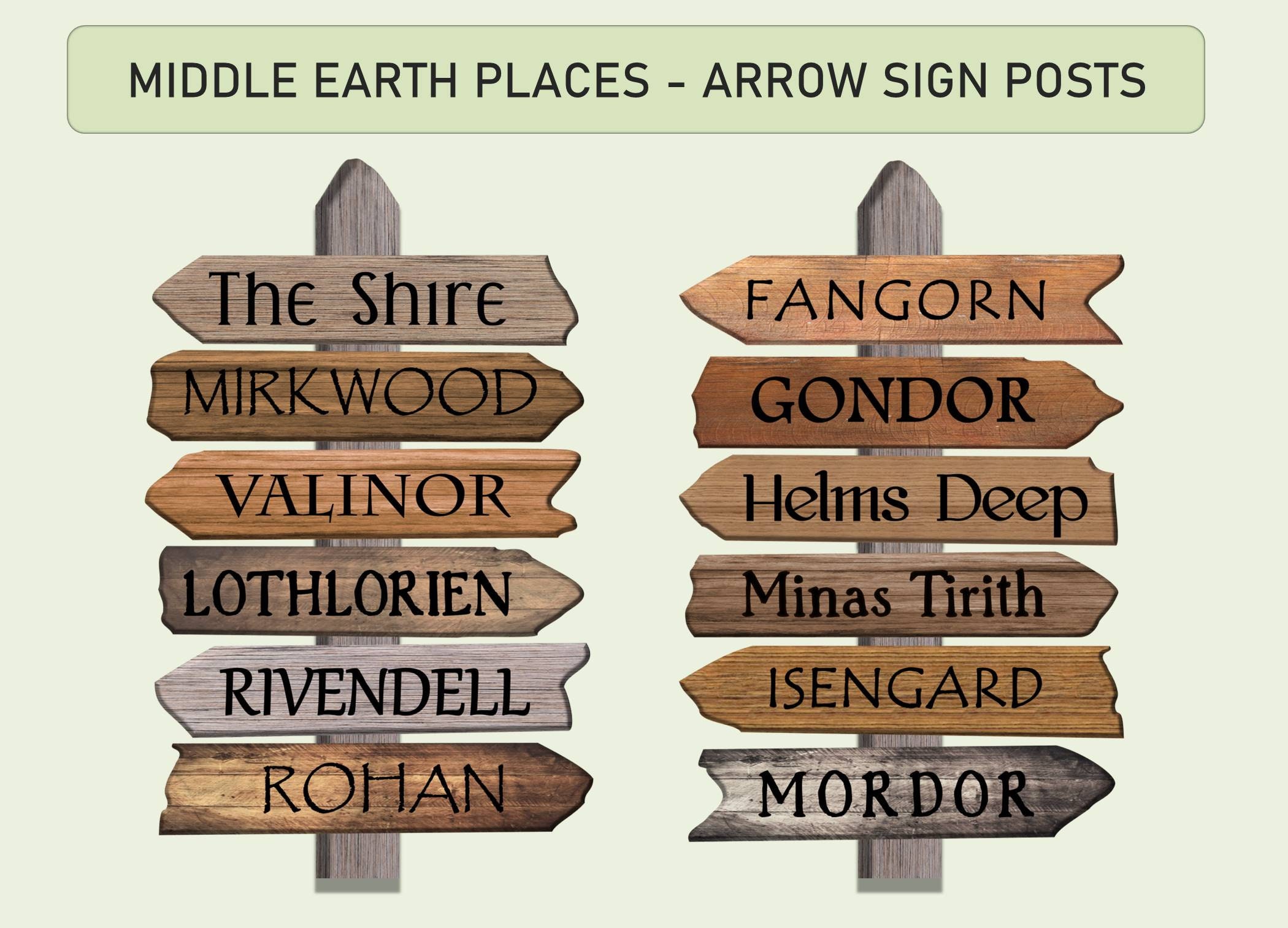 Printable Wooden Arrow Signs / Library Decor / PDF Digital Instant ...