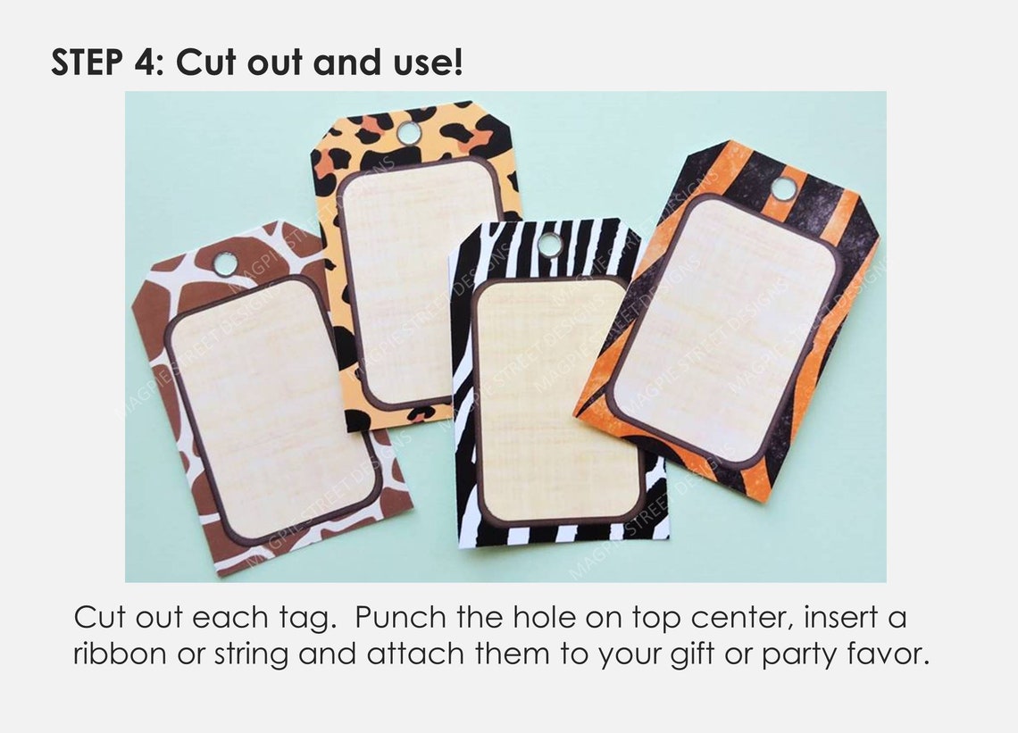 African Safari Party Favor Tags / Jungle Adventure Wildlife Printable ...